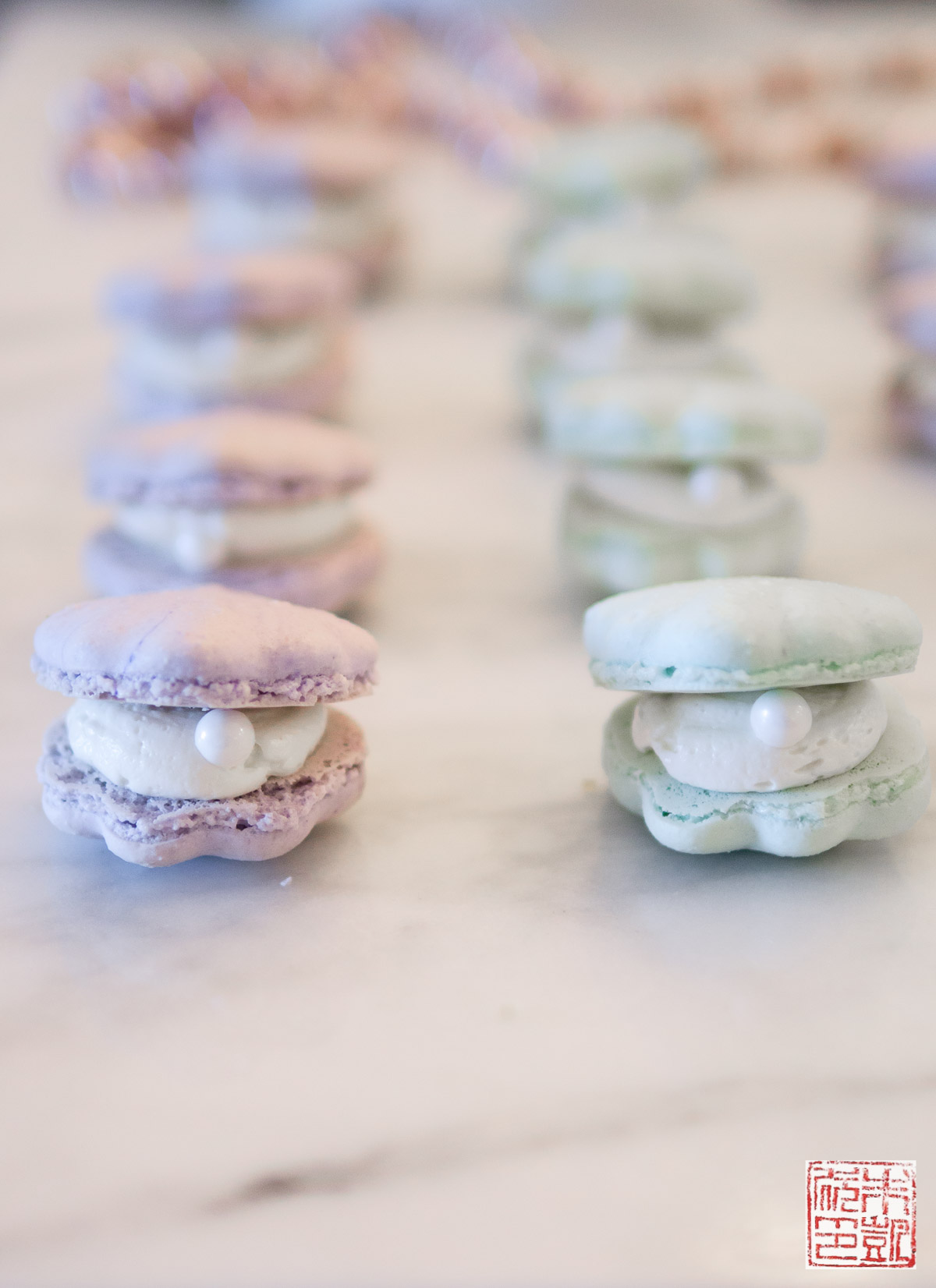 Seashell Macarons with Sea Salt Vanilla Buttercream - Dessert First