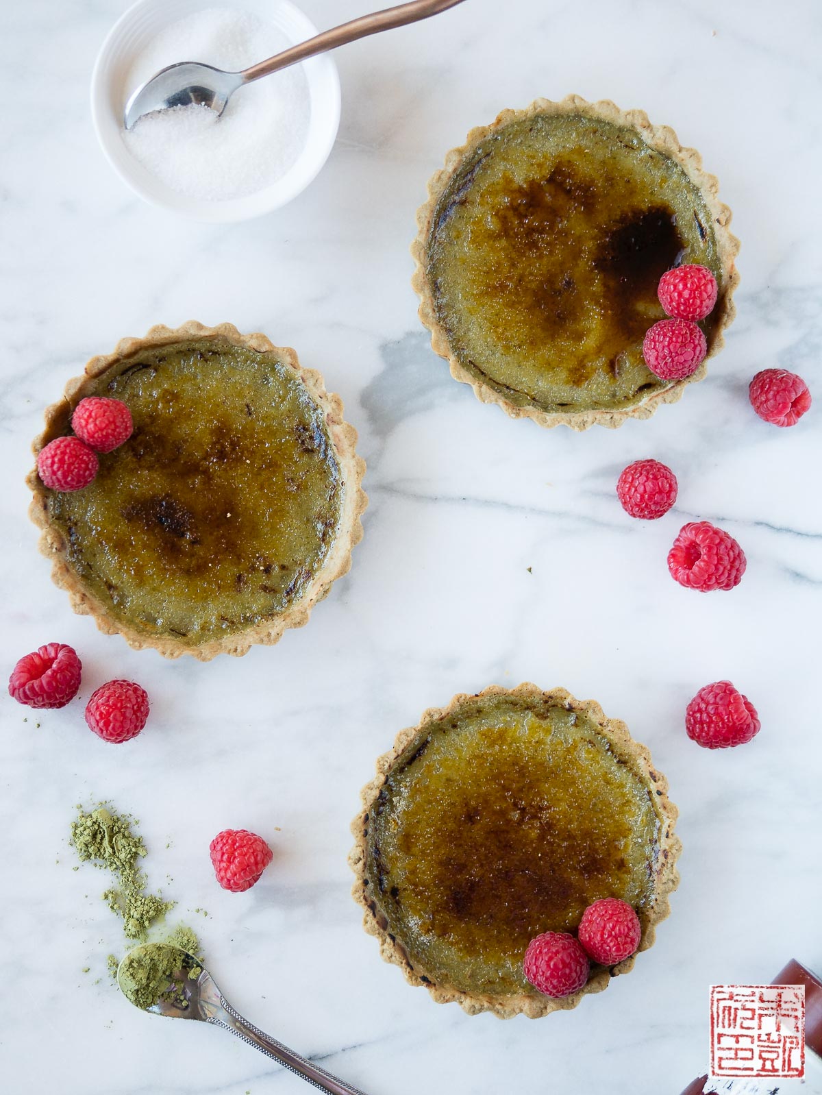 Matcha Creme Brulee Tarts from Tartine - Dessert First