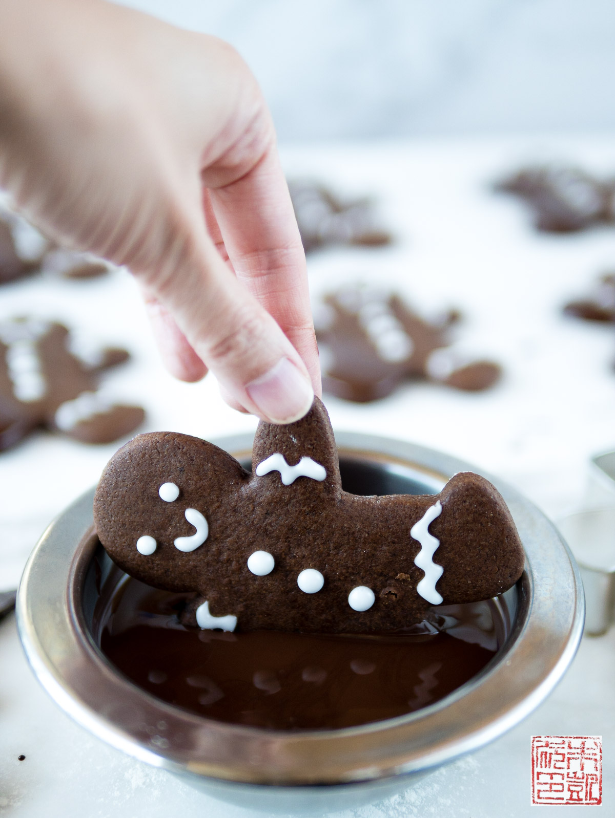 Chocolate Dipped Chocolate Gingerbread Cookies - Dessert First