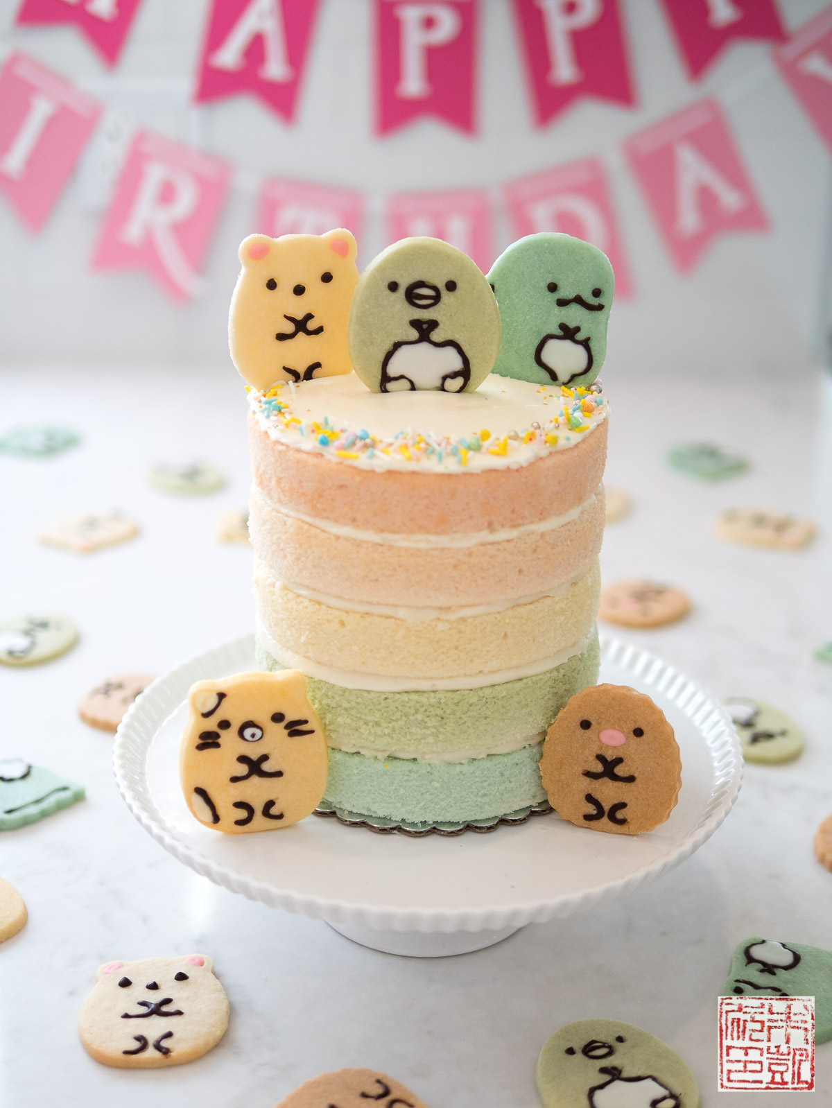 Sumikko Gurashi Rainbow Cake - Dessert First